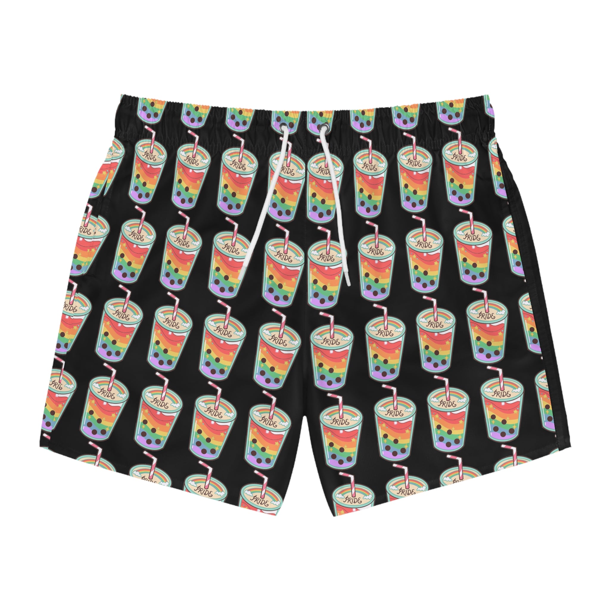 Pride bubble tea swim trunks LGBTQ Pride Swim Trunks Men's Boba Tea Fu ...